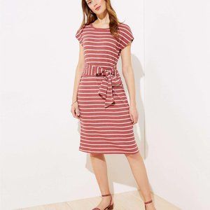 LOFT | Dresses | Nwt Loft Stripe Ribbed Belted Midi Dress | Poshmark